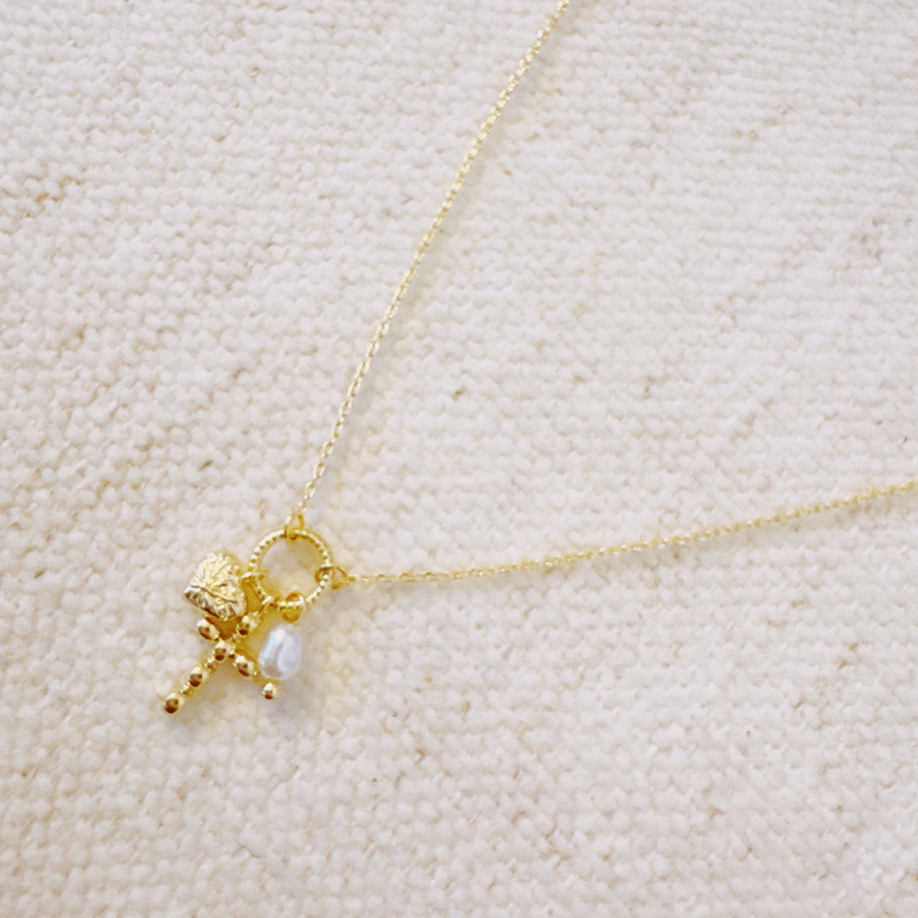 Ellison+Young - Faith & Love Charm Necklace – Gold-Tone Chain with Hea ...